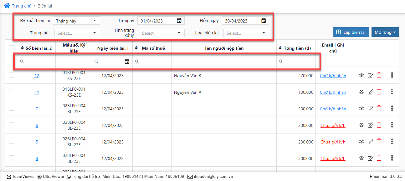 I.2.2 Lập biên lai